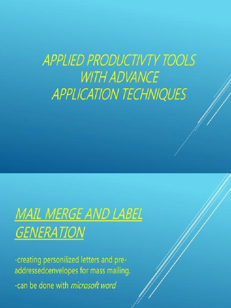 Lesson 5 Applied Productivity Tools With Advanced Application ...