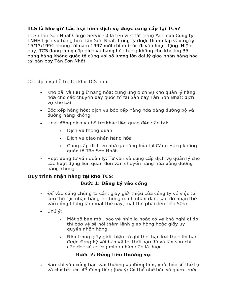 T NG Quan Kho Tcs | PDF