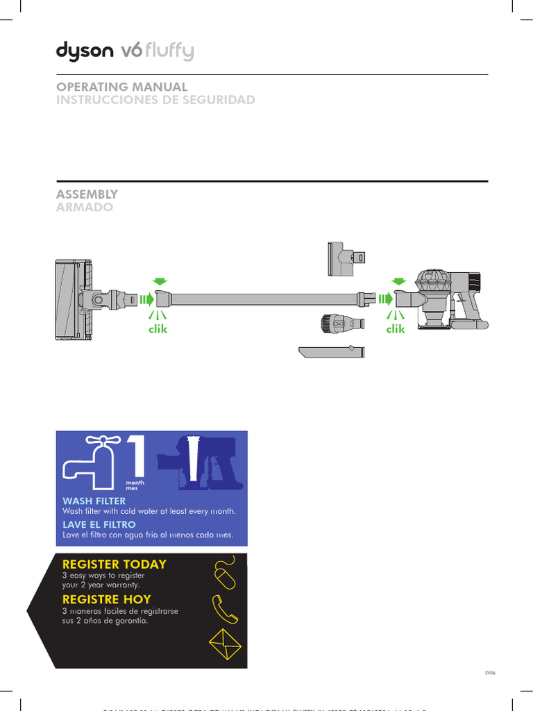 Dyson V6 Fluffy Manual | PDF | Enchufes y tomas de corriente alterna ...