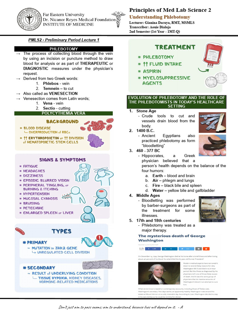 PMLS2 - P1 (Understanding Phlebotomy) | PDF | Coagulation | Red Blood Cell