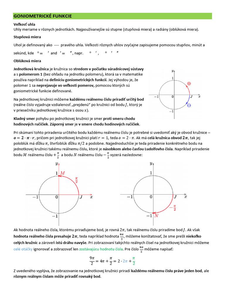 PL Goniometrické Funkcie | PDF