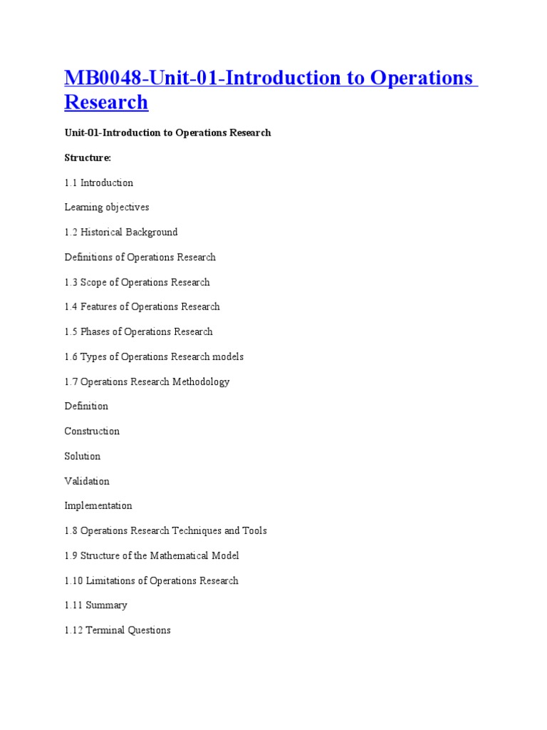 Mb0048 Operations Research1 | PDF | Mathematical Optimization | Mathematical Model
