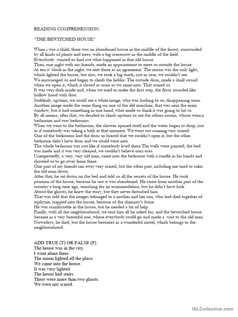 Bewitched House, Reading Comprehension | PDF