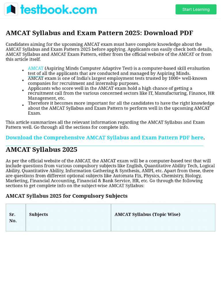 AMCAT Syllabus and Exam Pattern 2025 - Download PDF | PDF