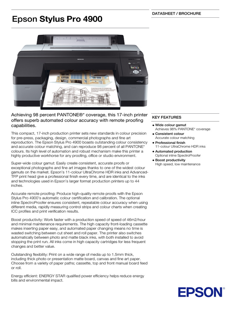 epson-stylus-pro-4900-datasheet | PDF | Printer (Computing) | Graphic Design
