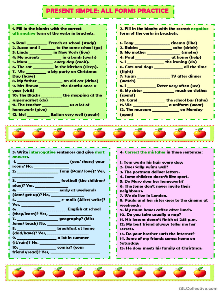 Present Simple - All Forms Practice | PDF