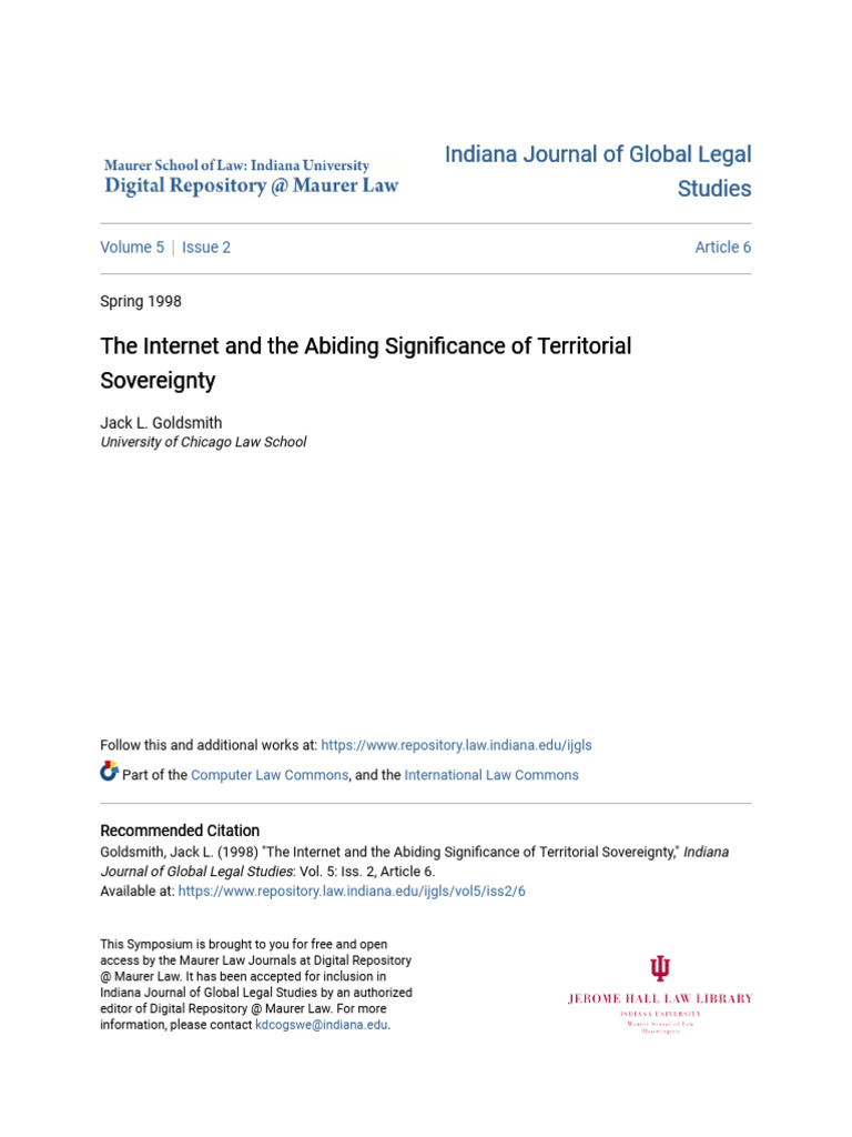 Internet's Impact on Territorial Sovereignty | PDF | Personal ...