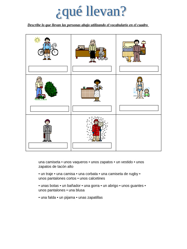 Ropa Que Llevan Worksheet | PDF