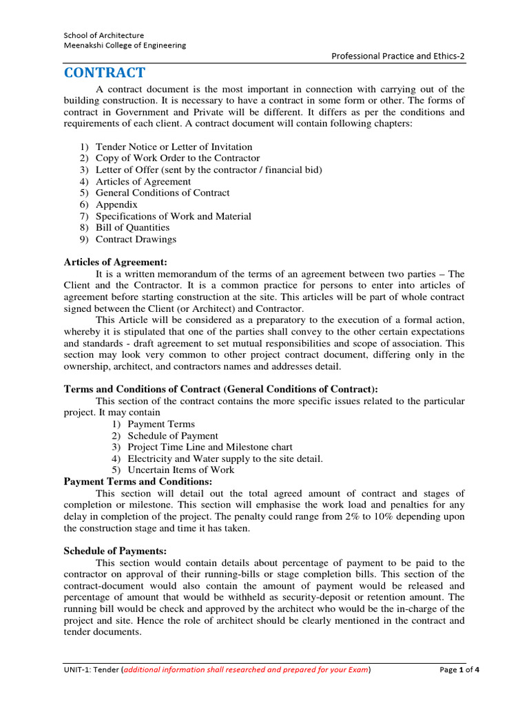 UNIT-2_CONTRACT | PDF | Arbitration | Specification (Technical Standard)