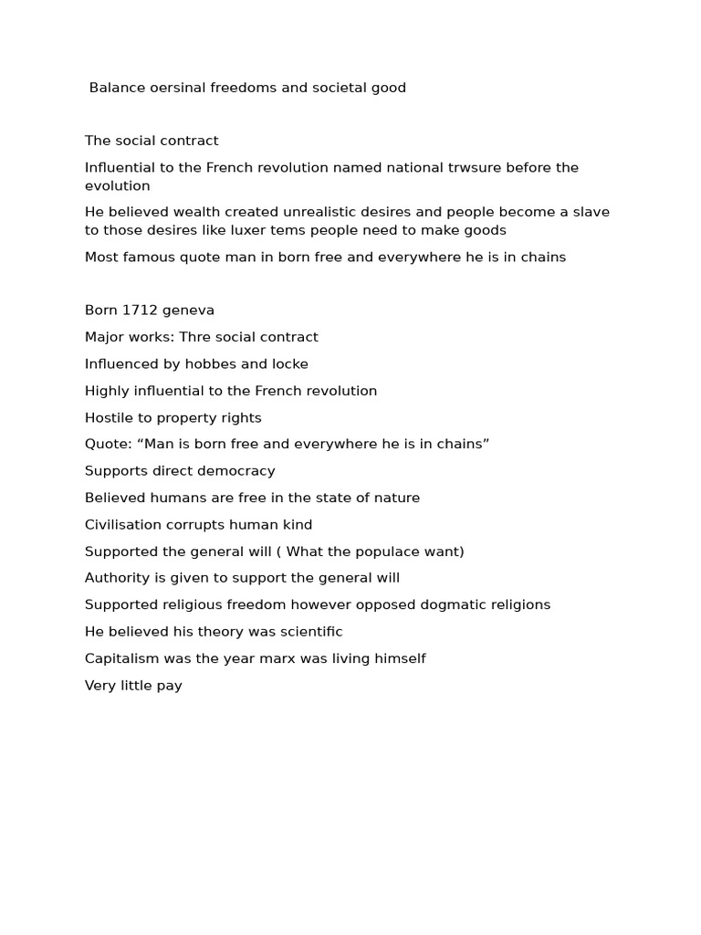 Jean Jaques Rousseau (Not A Perscribed Key Thinker) | PDF