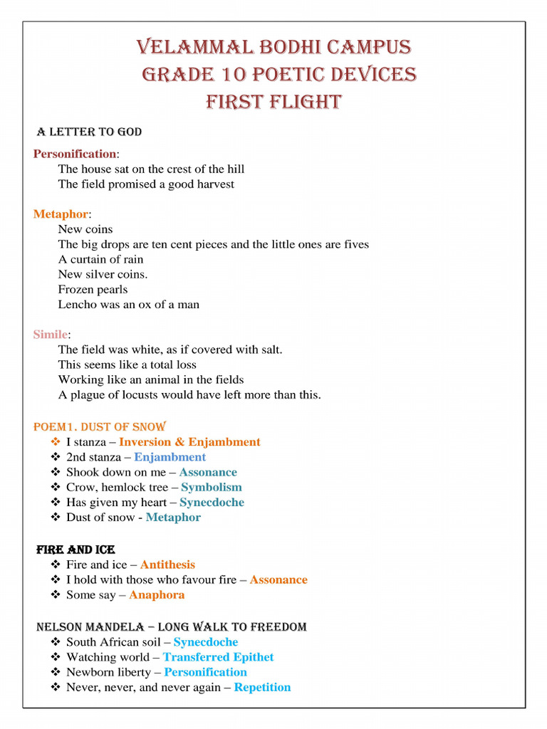 Class 10 Poetic Devices | PDF