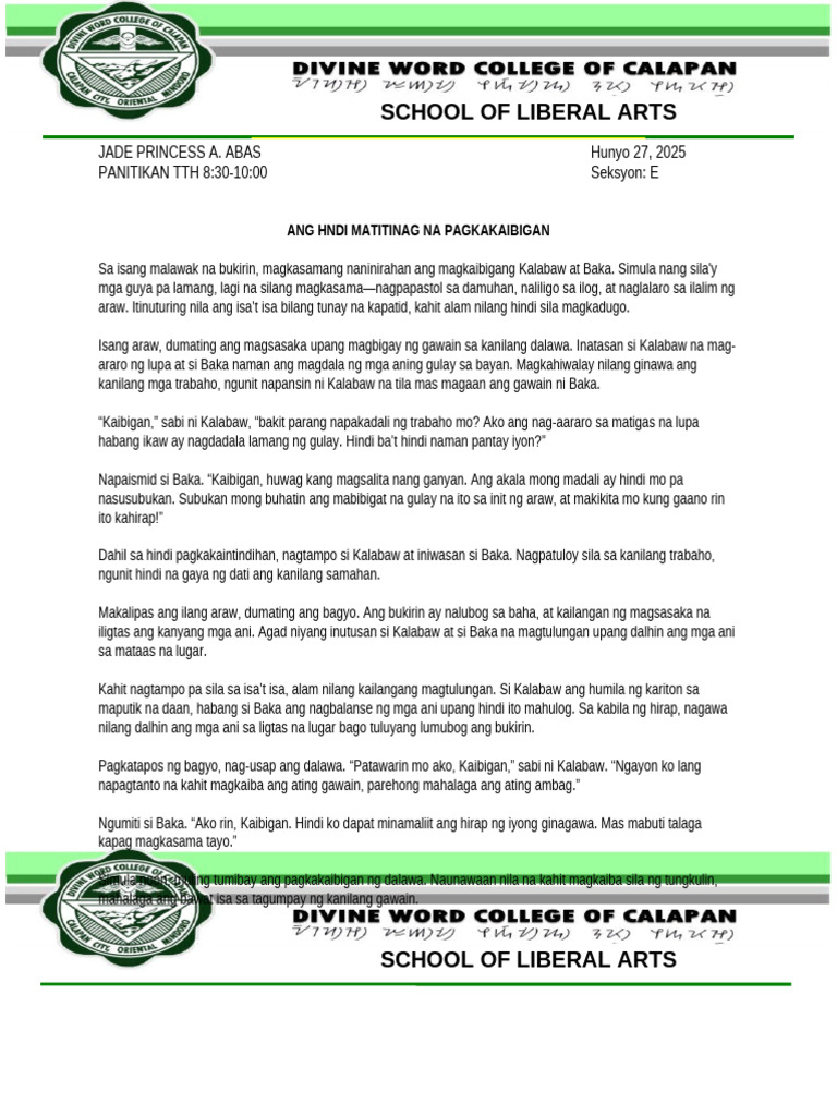 ANG HINDI MATITINAG NA PAGKAKAIBIGAN | PDF