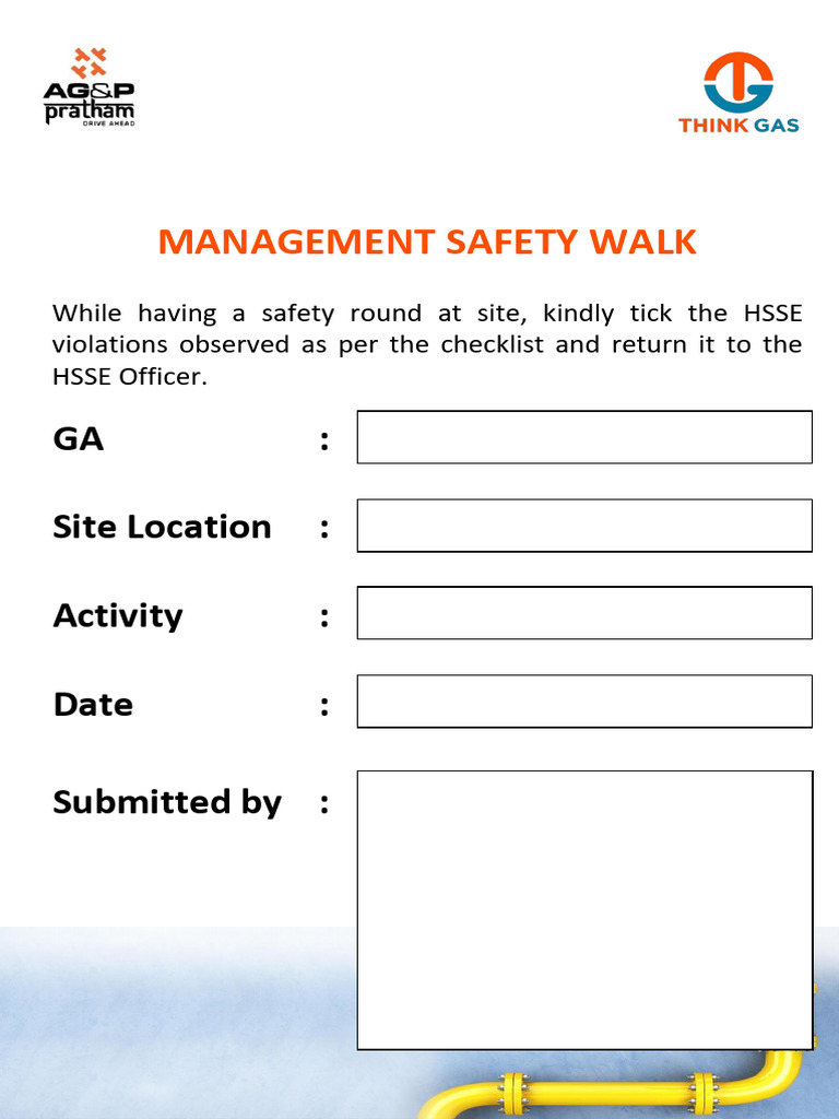 Management Safety Walk Checklist | PDF | Personal Protective Equipment ...