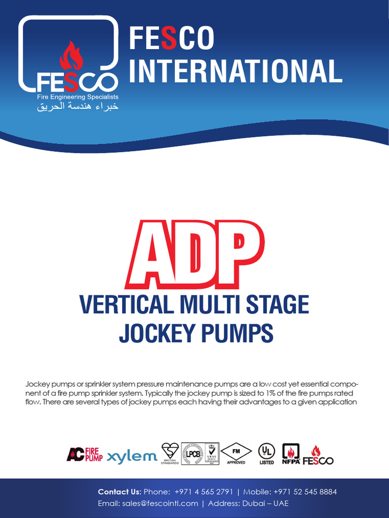 FESCO ADP Jockey Pump Data Sheet - 50Hz | PDF | Pump | Gallon