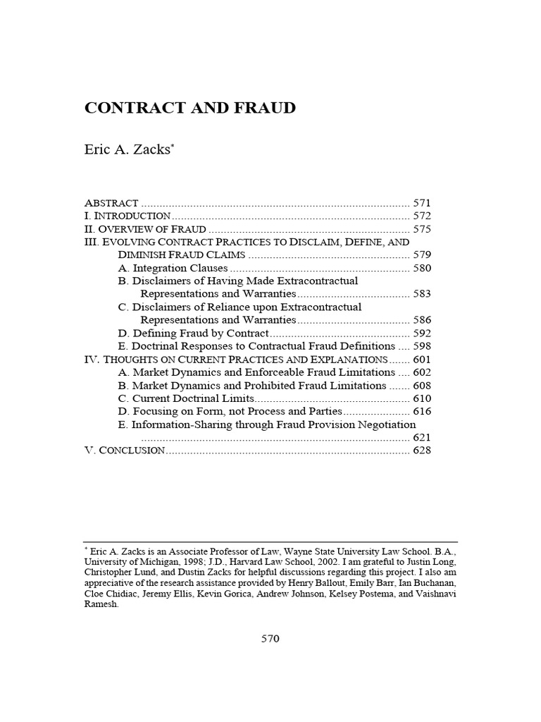 Contract and Fraud (1) | PDF | Misrepresentation | Tort