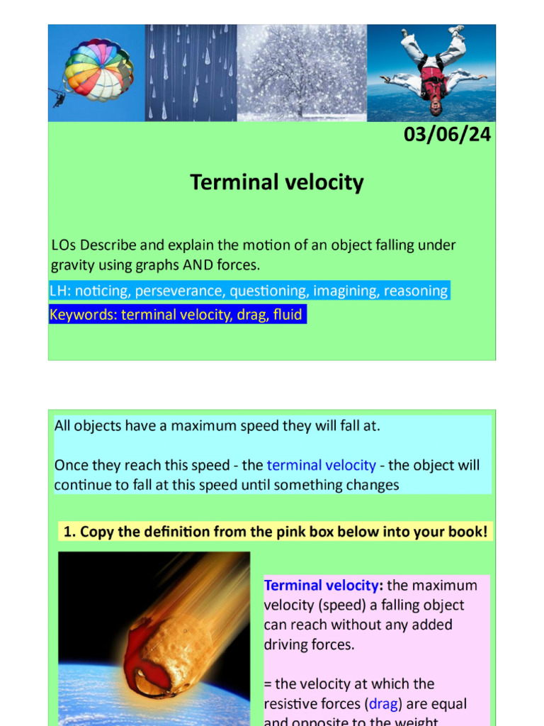 Cover Lesson Terminal Velocity | PDF
