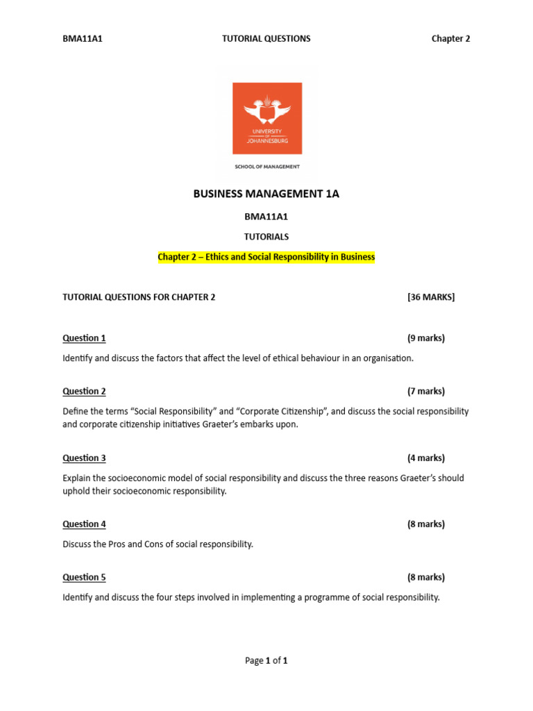 Chapter 2 Tutorial Questions | PDF