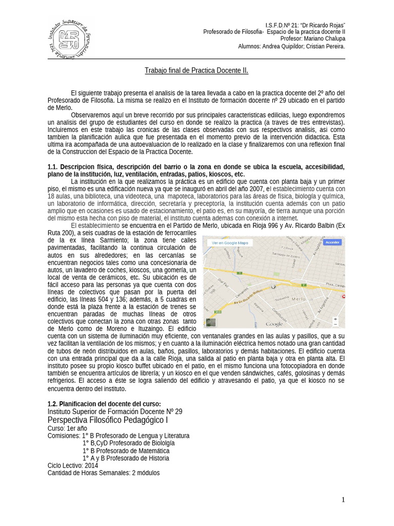 Trabajo Final de Practica Docente II | PDF | Evaluación | Maestros