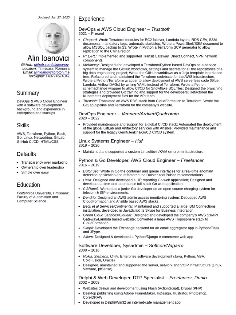 Alin_AWS Devops Engineer | PDF | Amazon Web Services | Cloud Computing