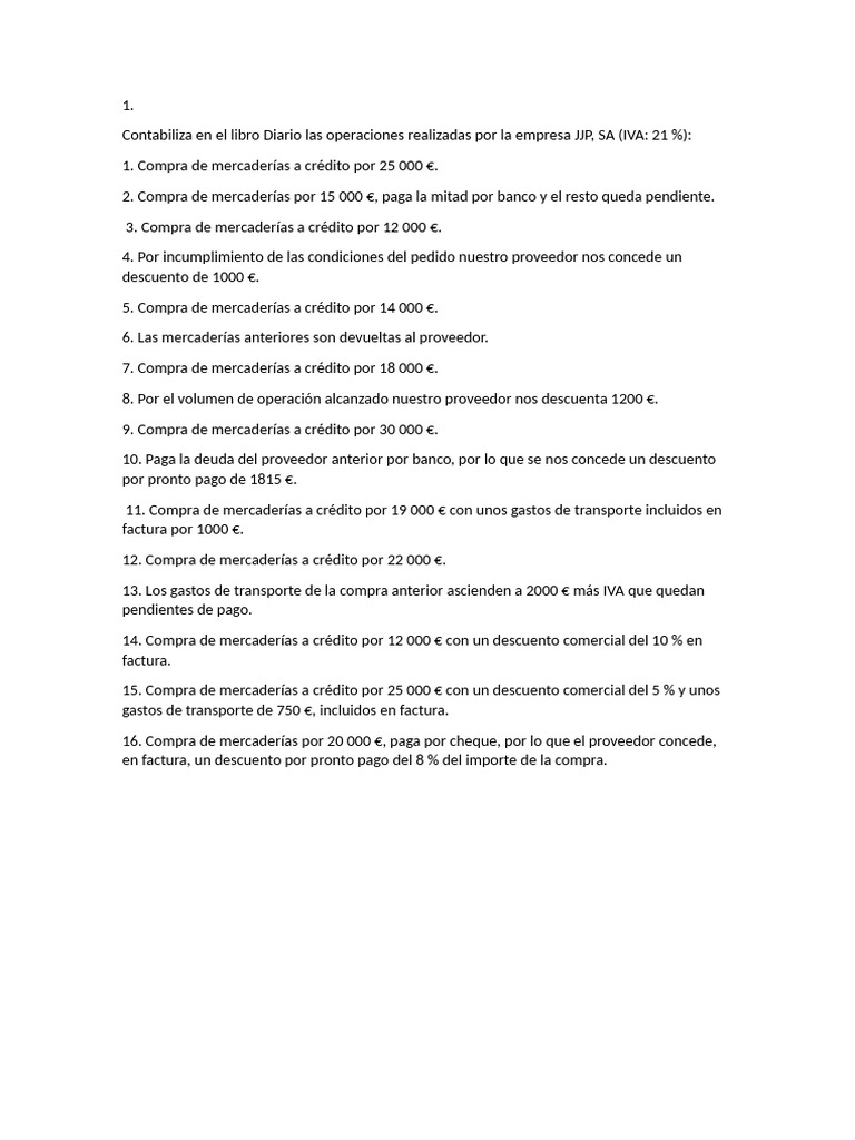 Ejercicios compra y ventas | PDF | Factura