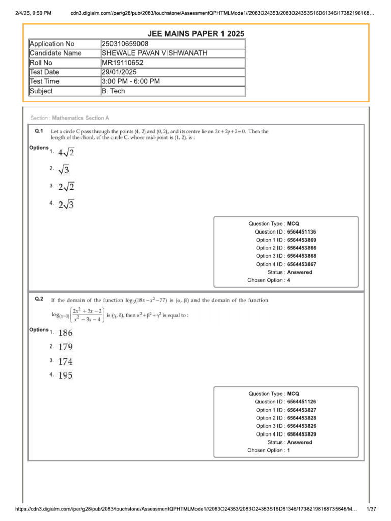 Jee Answer | PDF