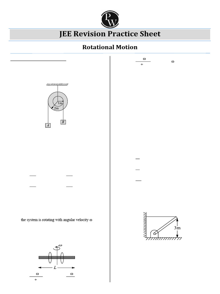 Rotational Motion _ Practice Sheet (Main) | PDF | Rotation Around A Fixed Axis | Rotation