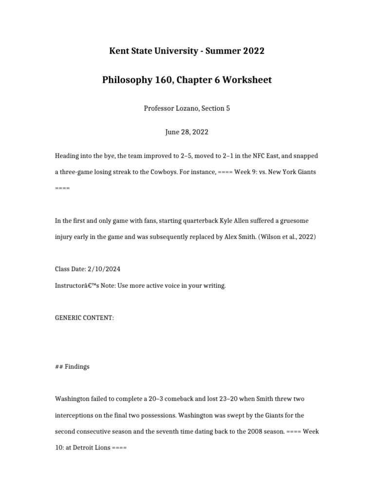 PHILOSOPHY_160_CHAPTER_6_WORKSHEET | PDF | Dallas Cowboys | New York Giants
