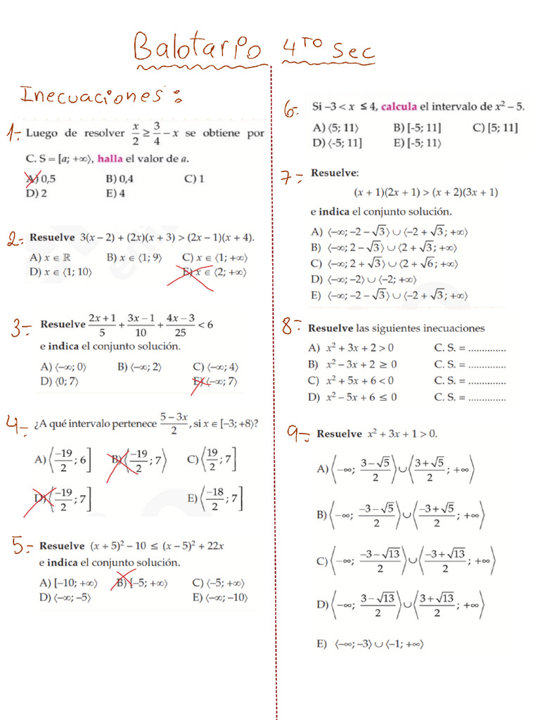 Balotario - Álgebra - 4to Sec - Editado | PDF