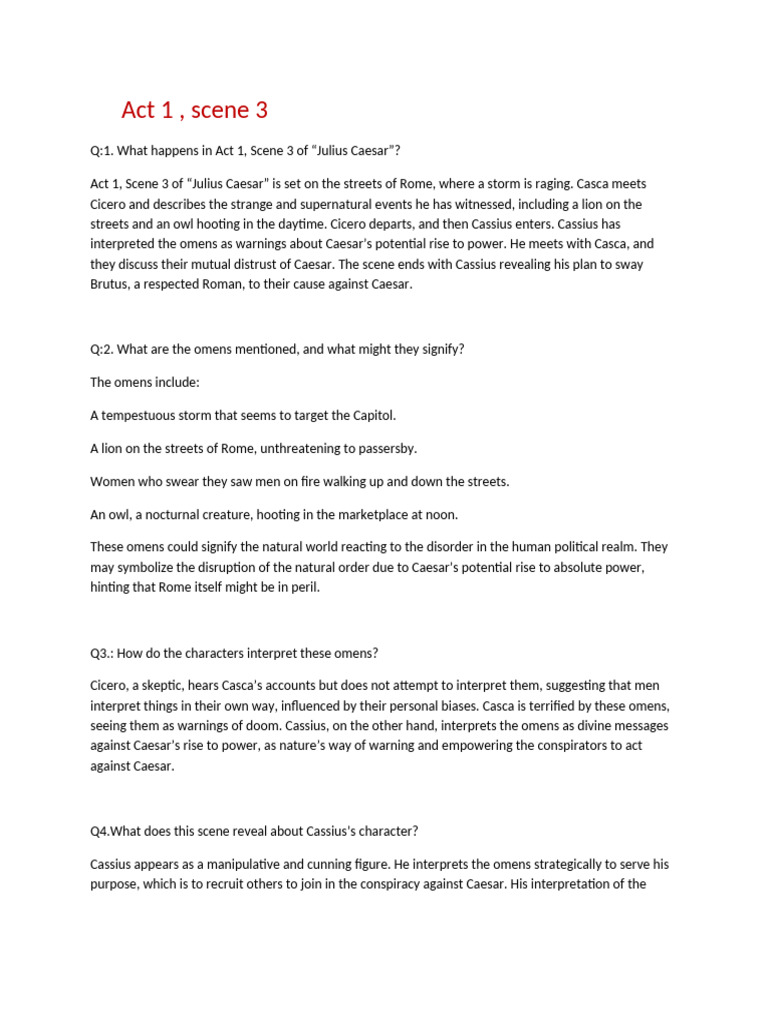 Act 1, Scene 3-WPS Office | PDF | Julius Caesar