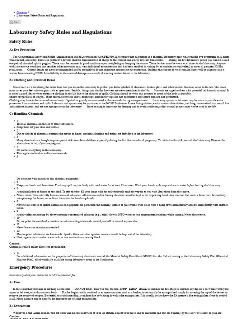 2023 Laboratory Safety Rules and Regulations | PDF | Fires