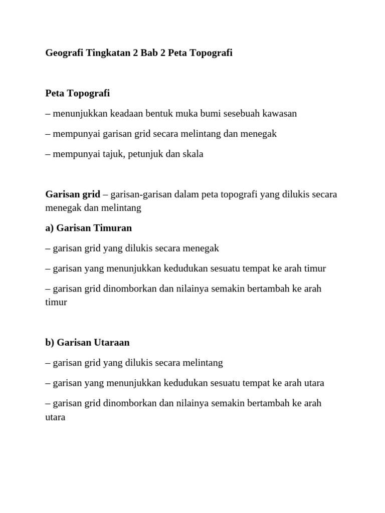 Geografi Tingkatan 2 Bab 2 Peta Topografi | PDF