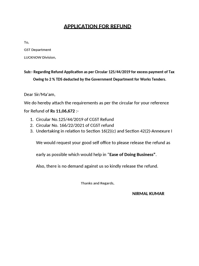 Application For Tds Refund | PDF