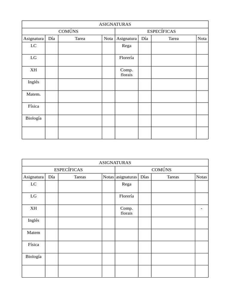 Esquema Tareas | PDF