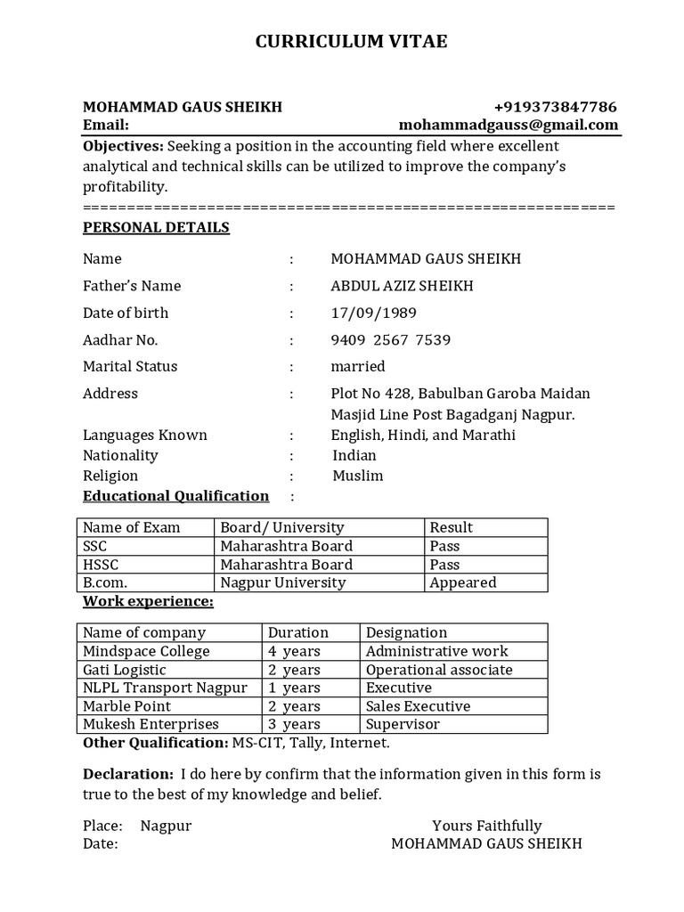 Mohammad Gaus Resume 18122022 | PDF