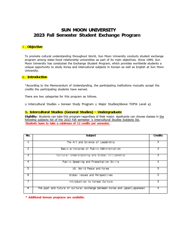 2023 2 Fall Semester Exchange Program Information | PDF | Engineering ...