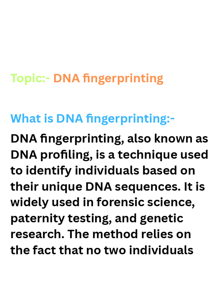 Here’s a detailed project on DNA Fingerprinting | PDF | Dna Profiling ...
