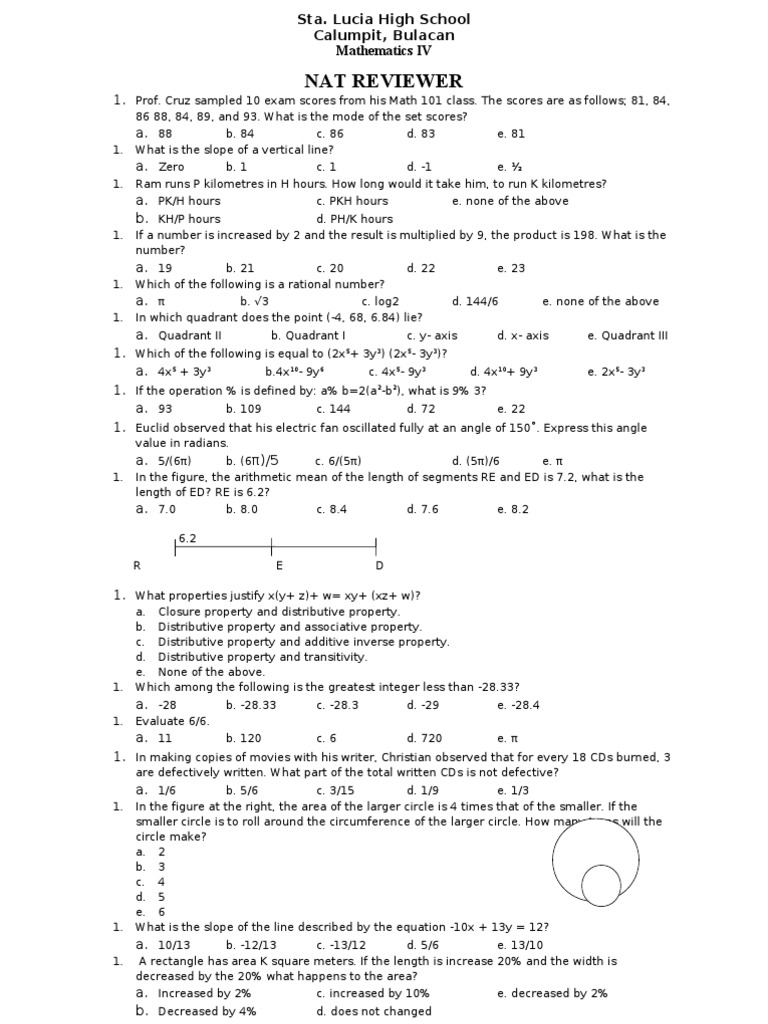 Nat Reviewer in Math | PDF | Area | Geometry Nat Reviewer in Math | PDF | Area | Geometry