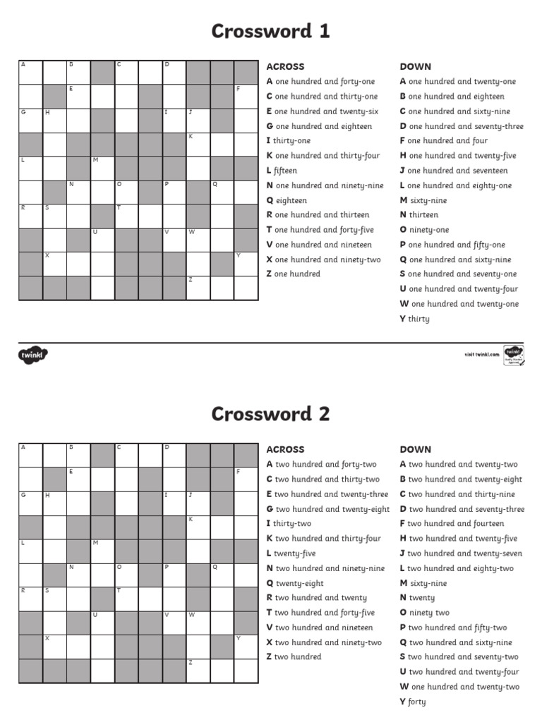 ni2-m-2-reading-and-writing-numbers-within-500-crossword_ver_3 | PDF | Word Puzzles