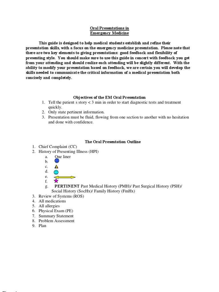 Emergency Medicine Oral Presentation Guide | PDF | Thrombosis | Pain