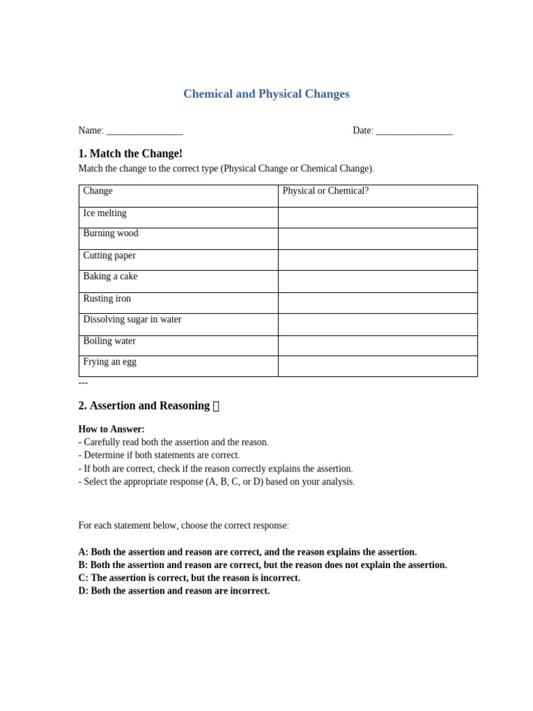 Understanding Chemical vs Physical Changes | PDF | Chemical Substances ...