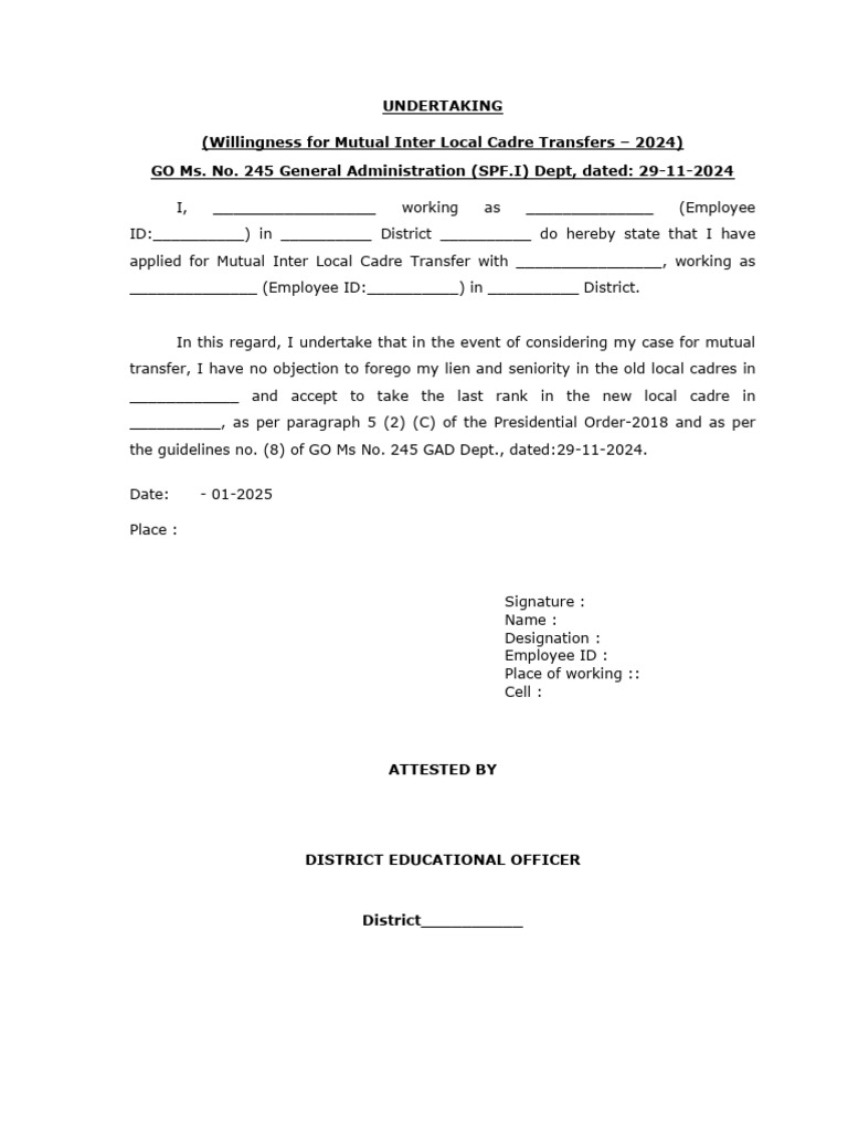 Mutual-Undertaking Format | PDF