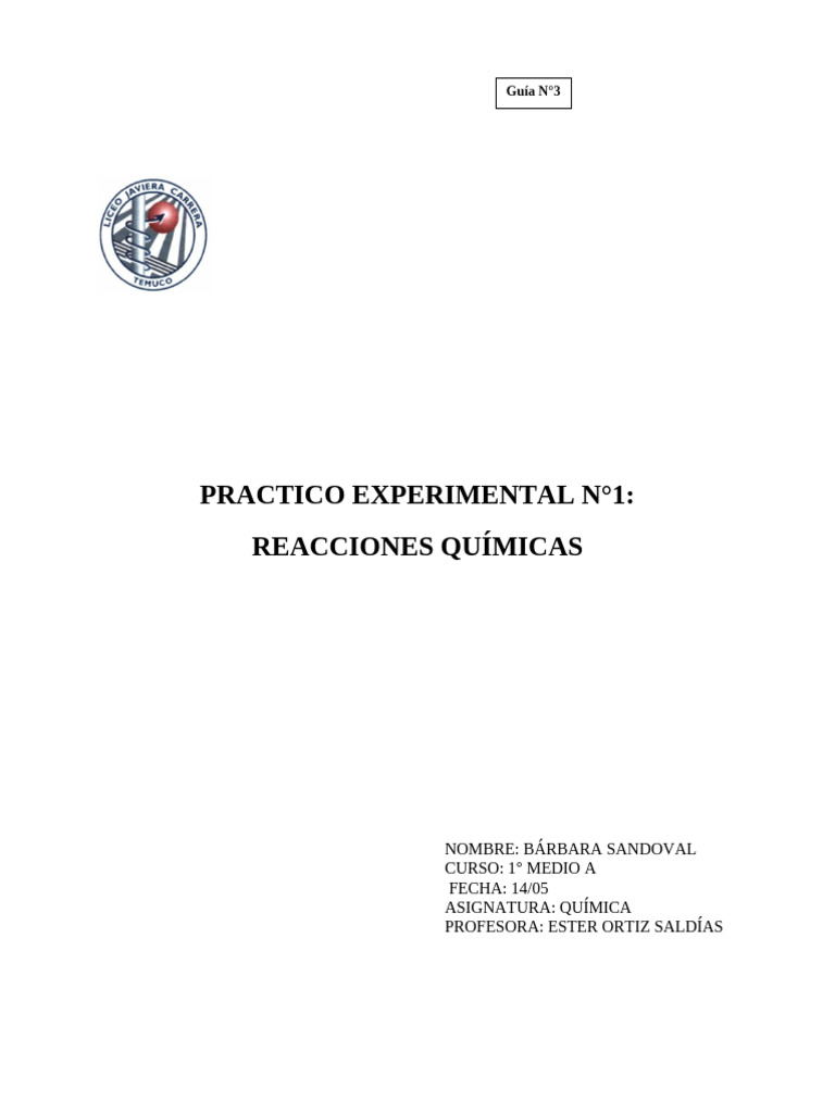 Informe Barbara Sandoval | PDF | Reacciones químicas | Química