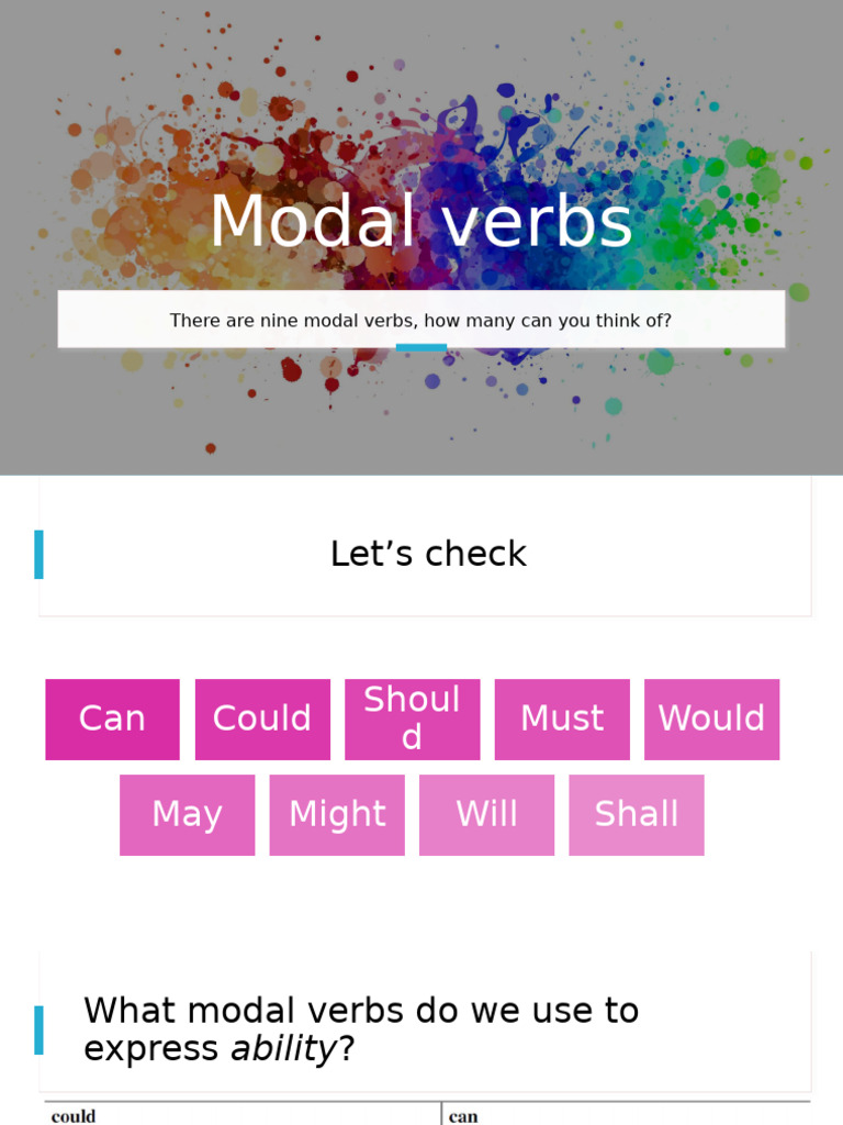 Modal verbs | PDF | Linguistic Typology | Linguistic Morphology