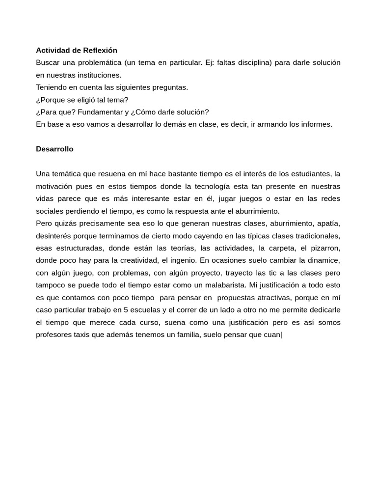 Actividad de Reflexion-Problematica | PDF