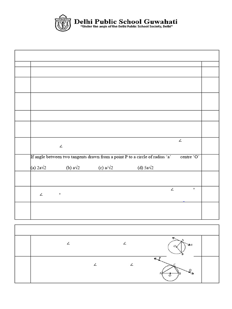 Class 10 Circles Worksheet | PDF | Circle | Triangle