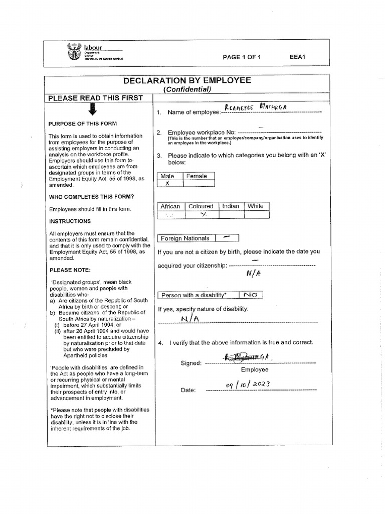 Old EEA1 Form | PDF