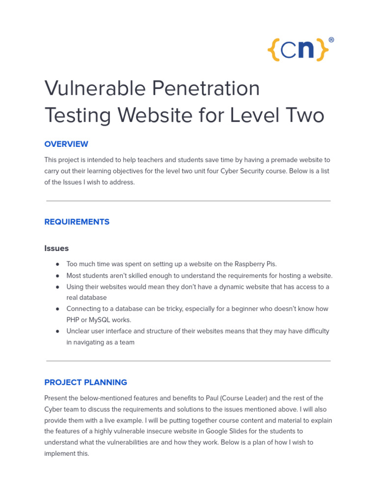Vulnerable Website for Cybersecurity Training | PDF | Php | My Sql