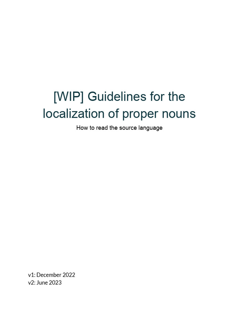 (WIP) Guidelines For Localization of Proper Nouns | PDF | Part Of ...