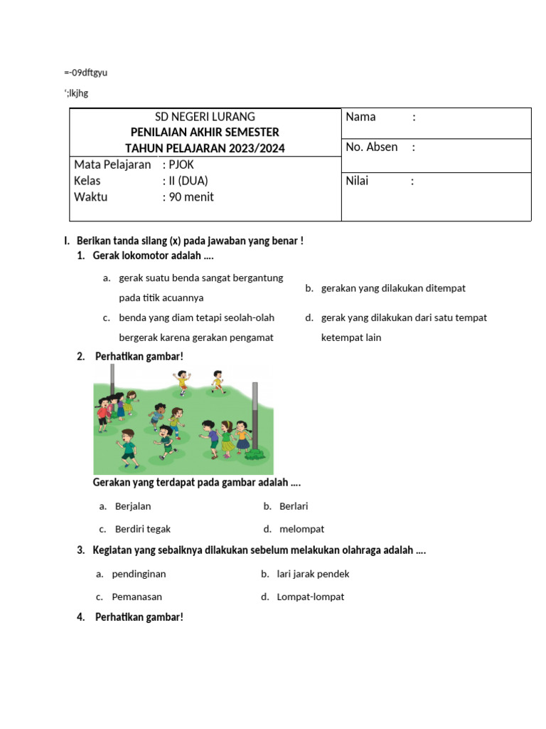 SOAL Pjok Ibu Pia | PDF