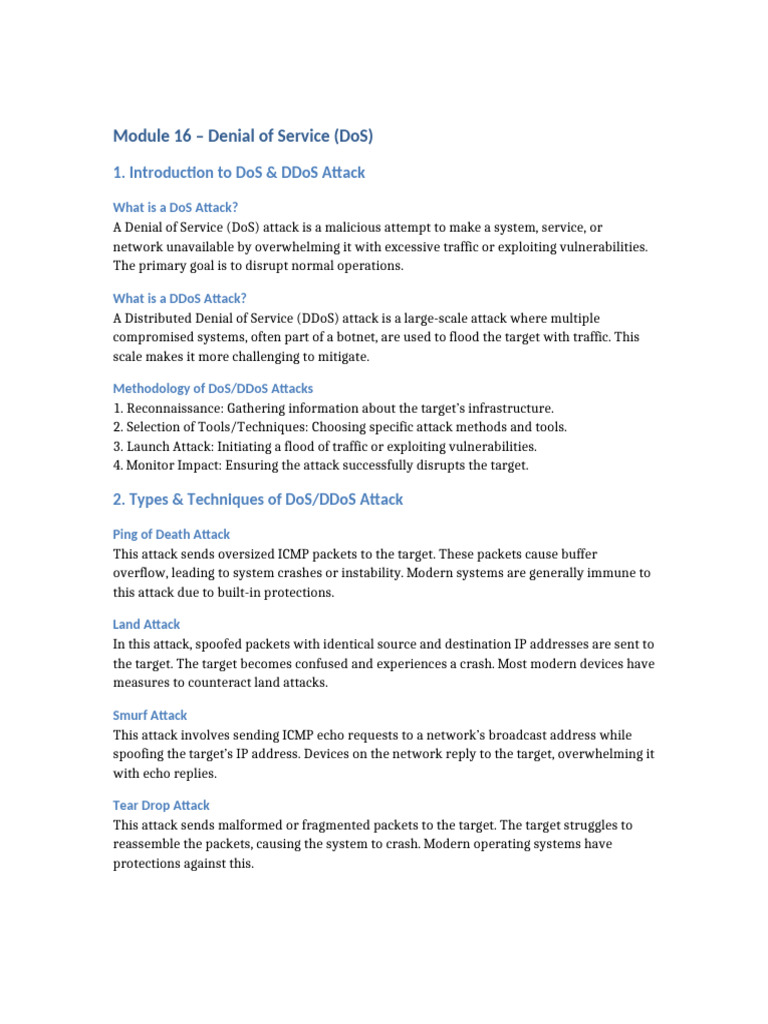 Module - 16 - Denial of Servicea | PDF | Denial Of Service Attack ...